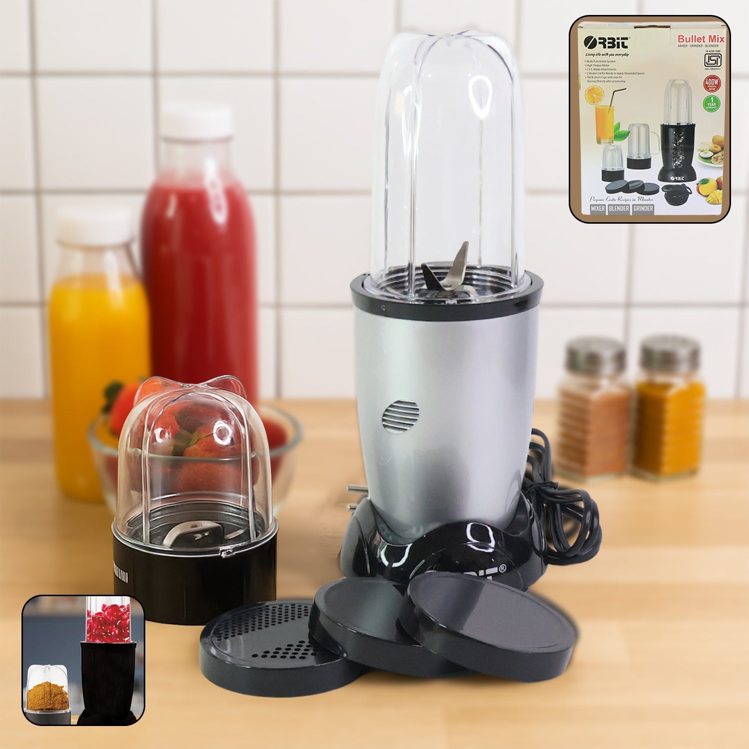 Buy Orbit 400W Bullet Mixer Grinder â€“ Multi-Purpose Use– Natation.in